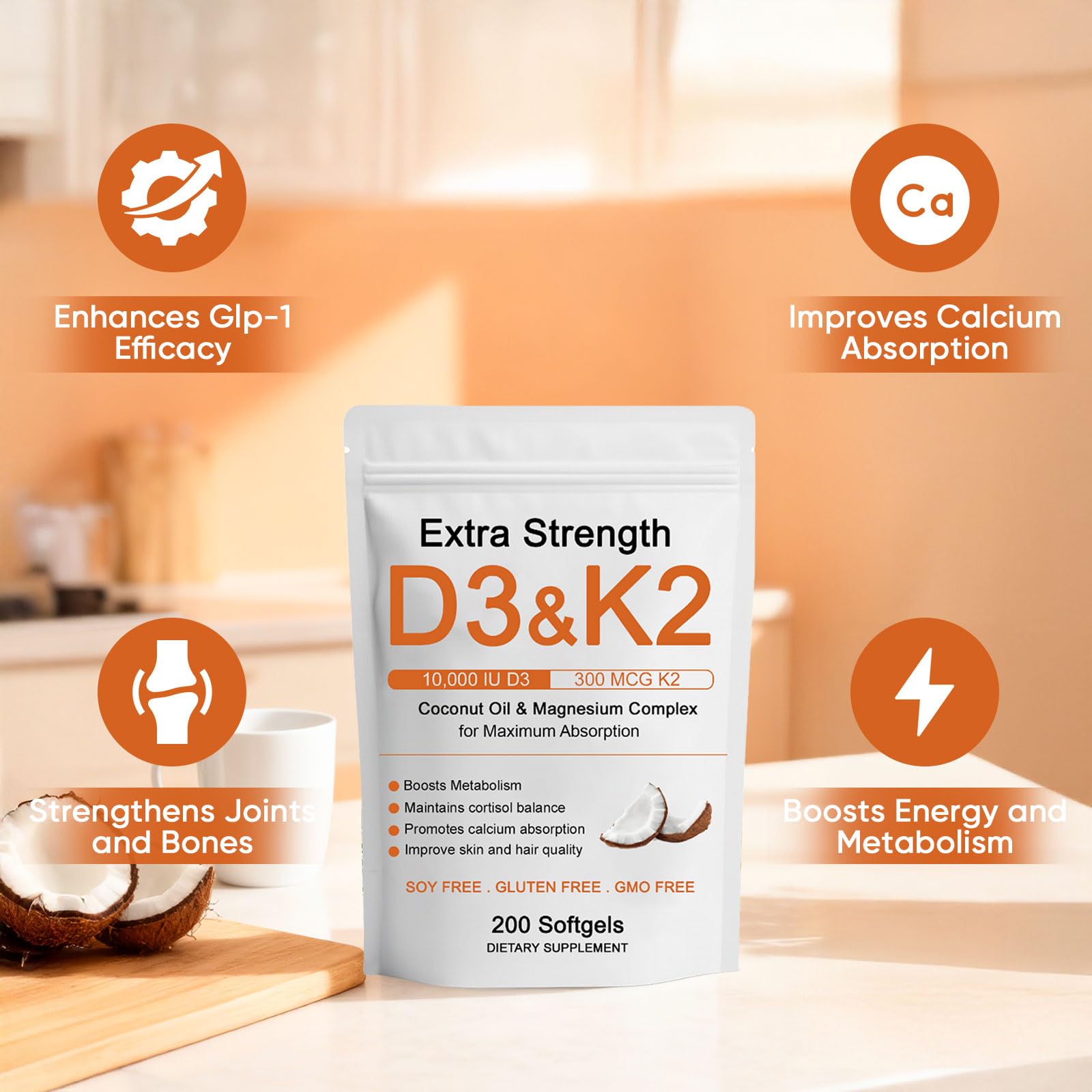 High potency Vitamin D3 K2 supplement