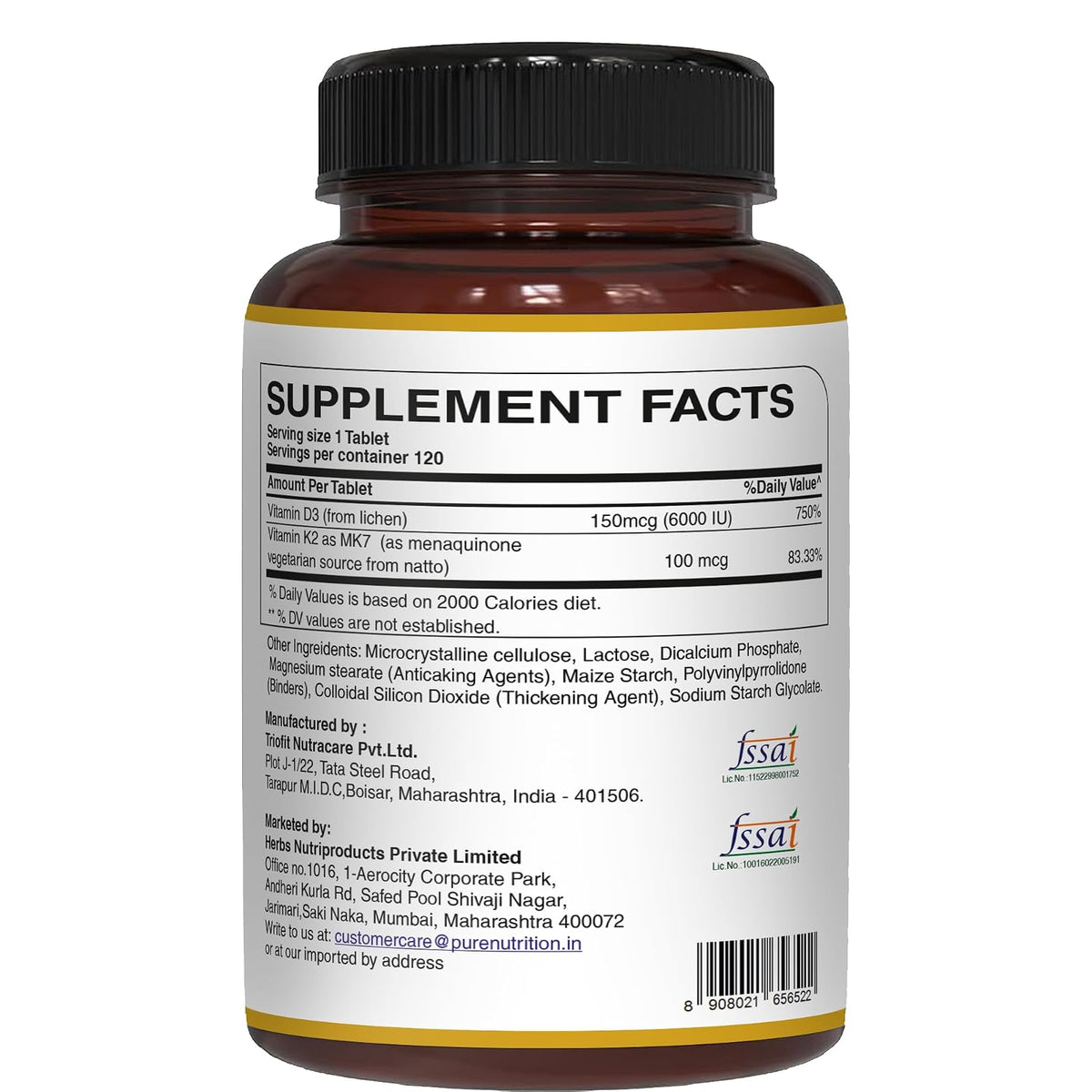 High potency Vitamin D3 K2 supplement
