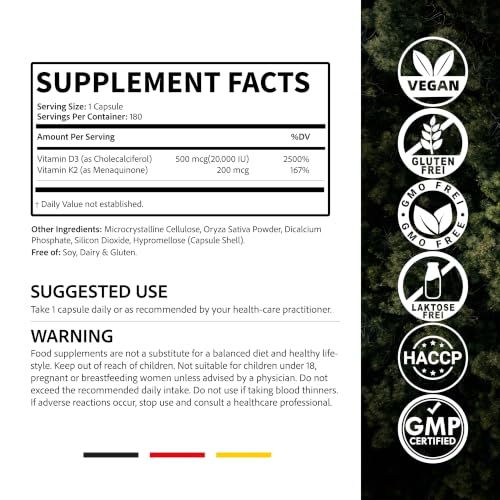 High potency Vitamin D3 K2 supplement