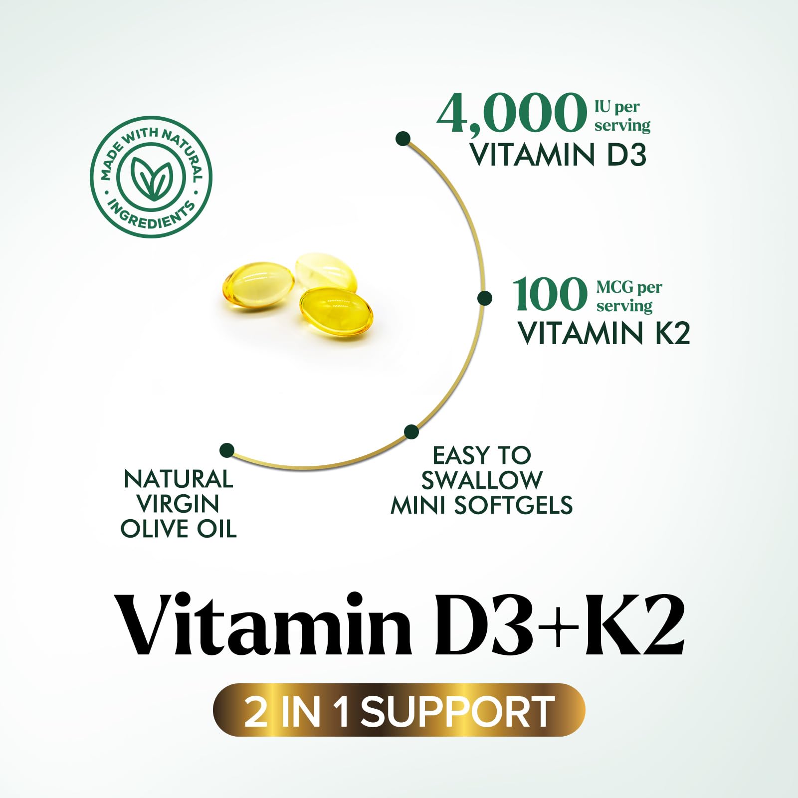 High potency Vitamin D3 K2 supplement