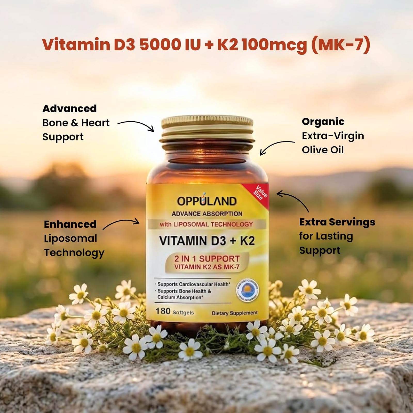 High potency Vitamin D3 K2 supplement