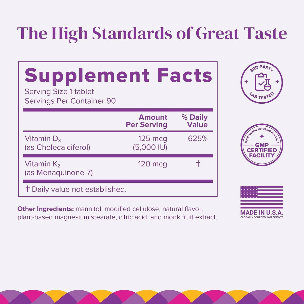 high potency vitamin D3 K2 tablets