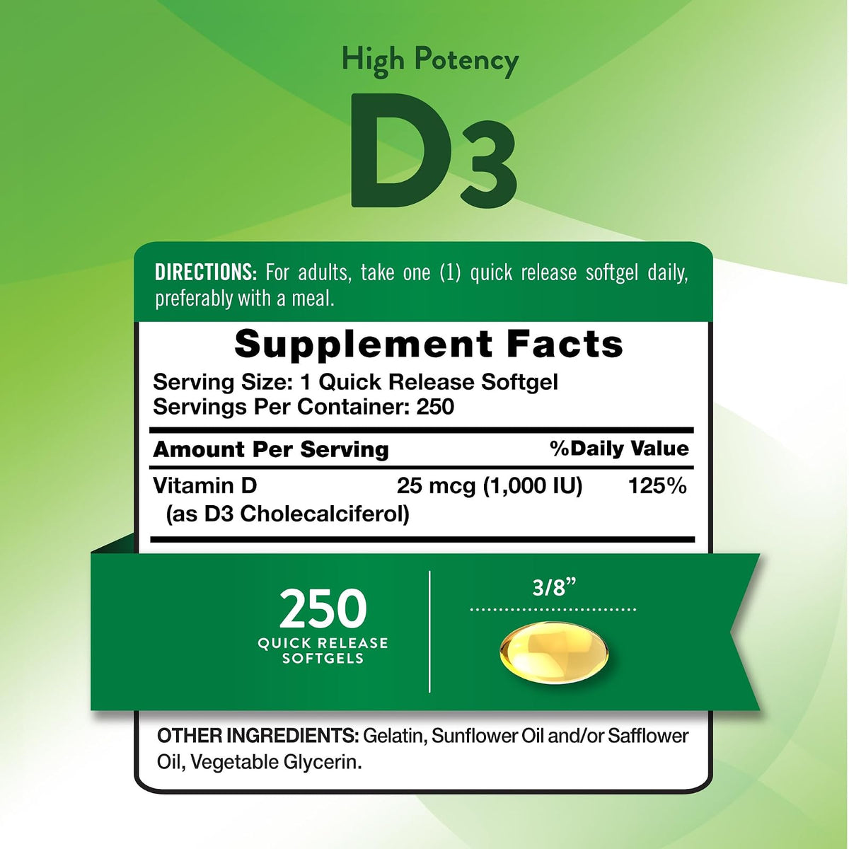 High potency Vitamin D3 supplement