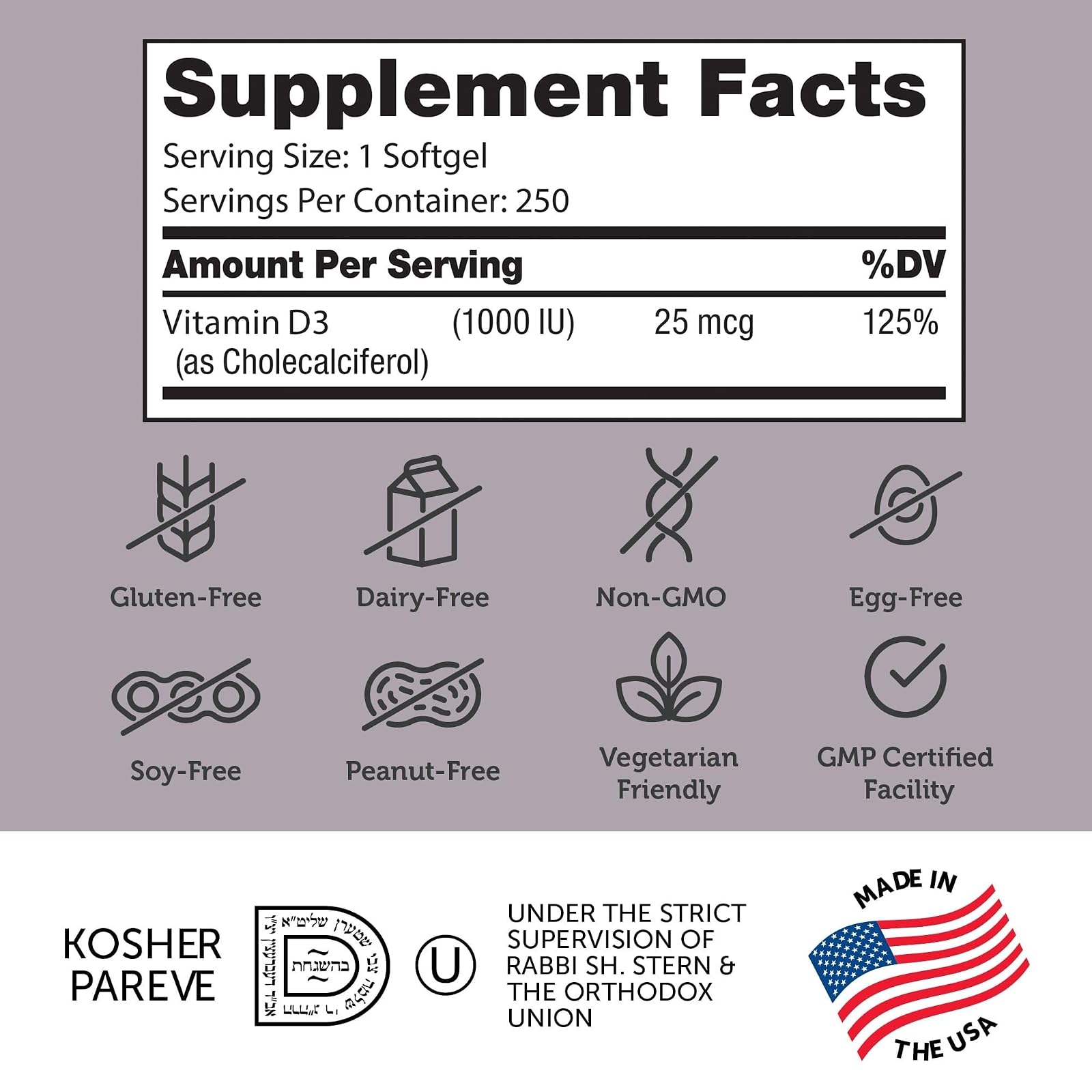 High potency Vitamin D3 supplement