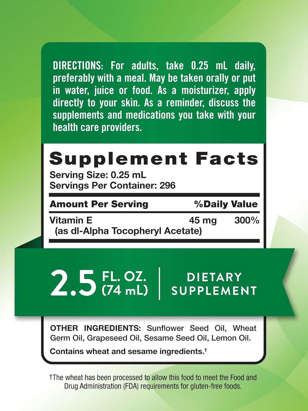 High potency Vitamin E oil