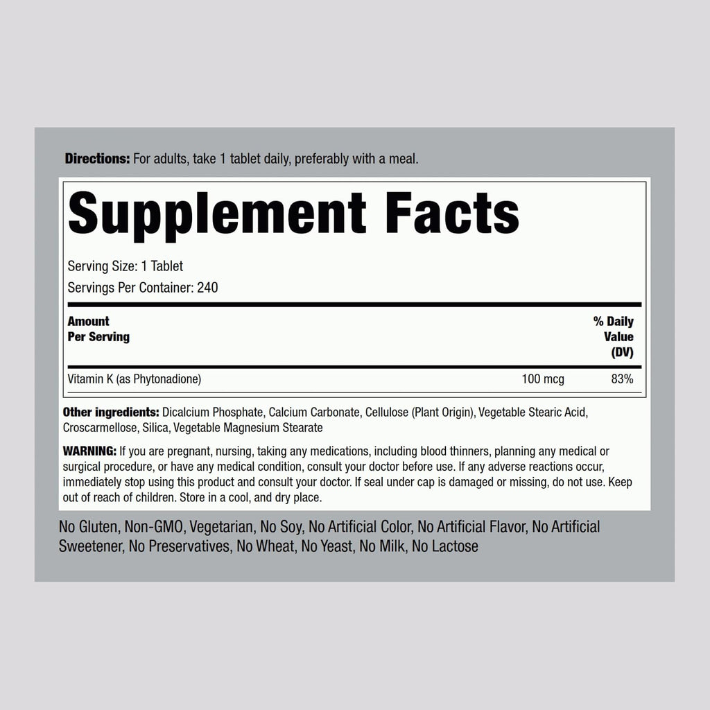 high potency vitamin K tablets