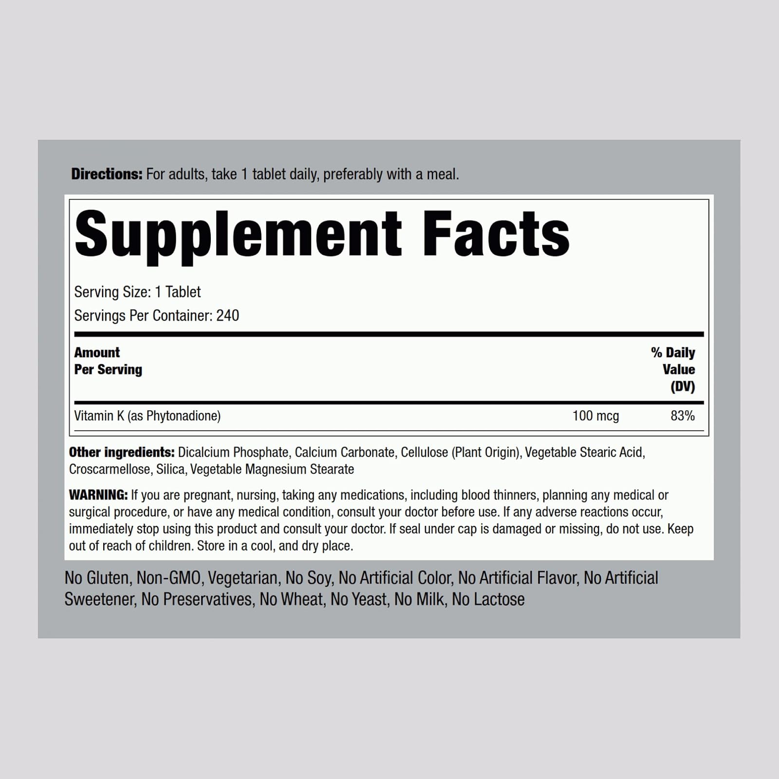 high potency vitamin K tablets