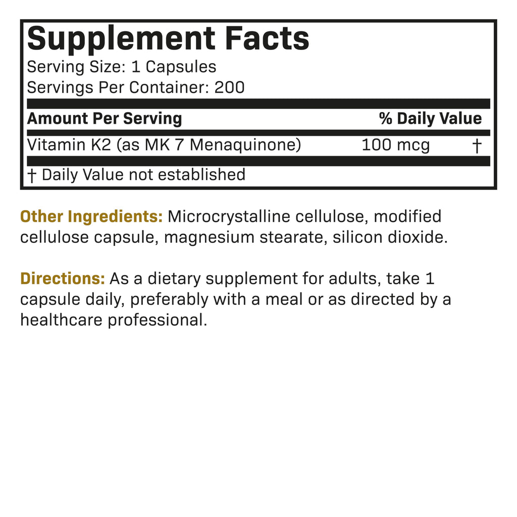 High potency Vitamin K2 MK-7 formula