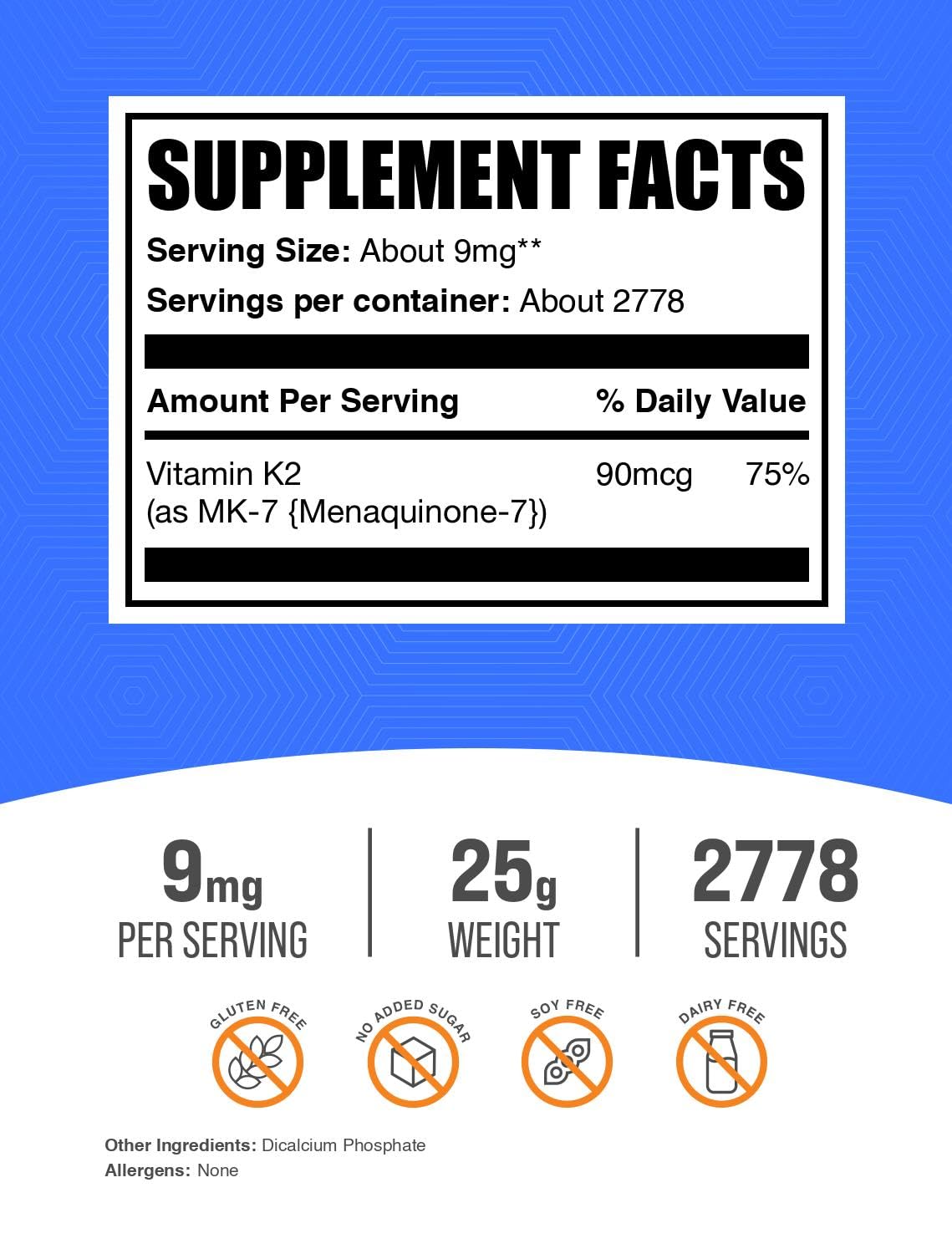 High potency Vitamin K2 MK-7