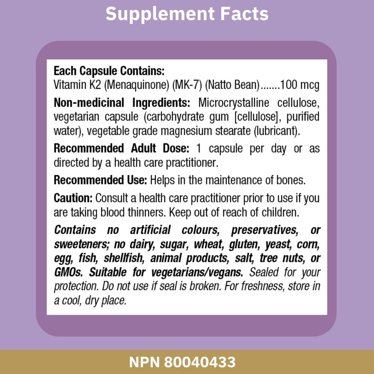 high potency vitamin k2 supplement