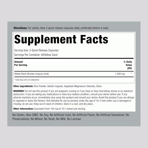 High potency yellow dock root extract