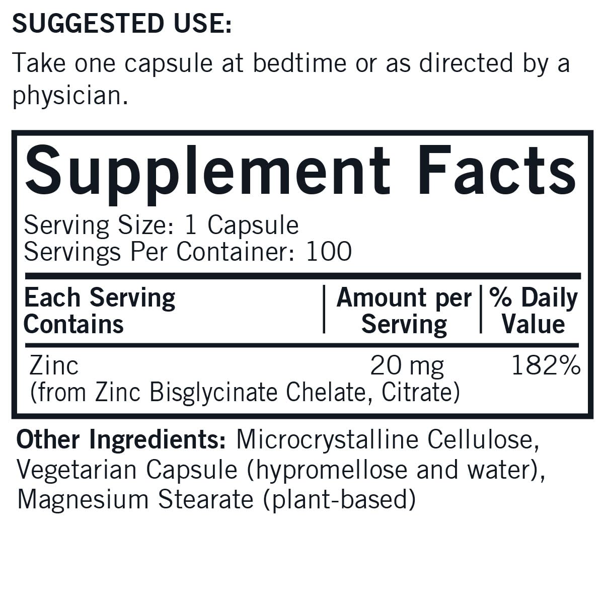 high potency zinc supplement capsules