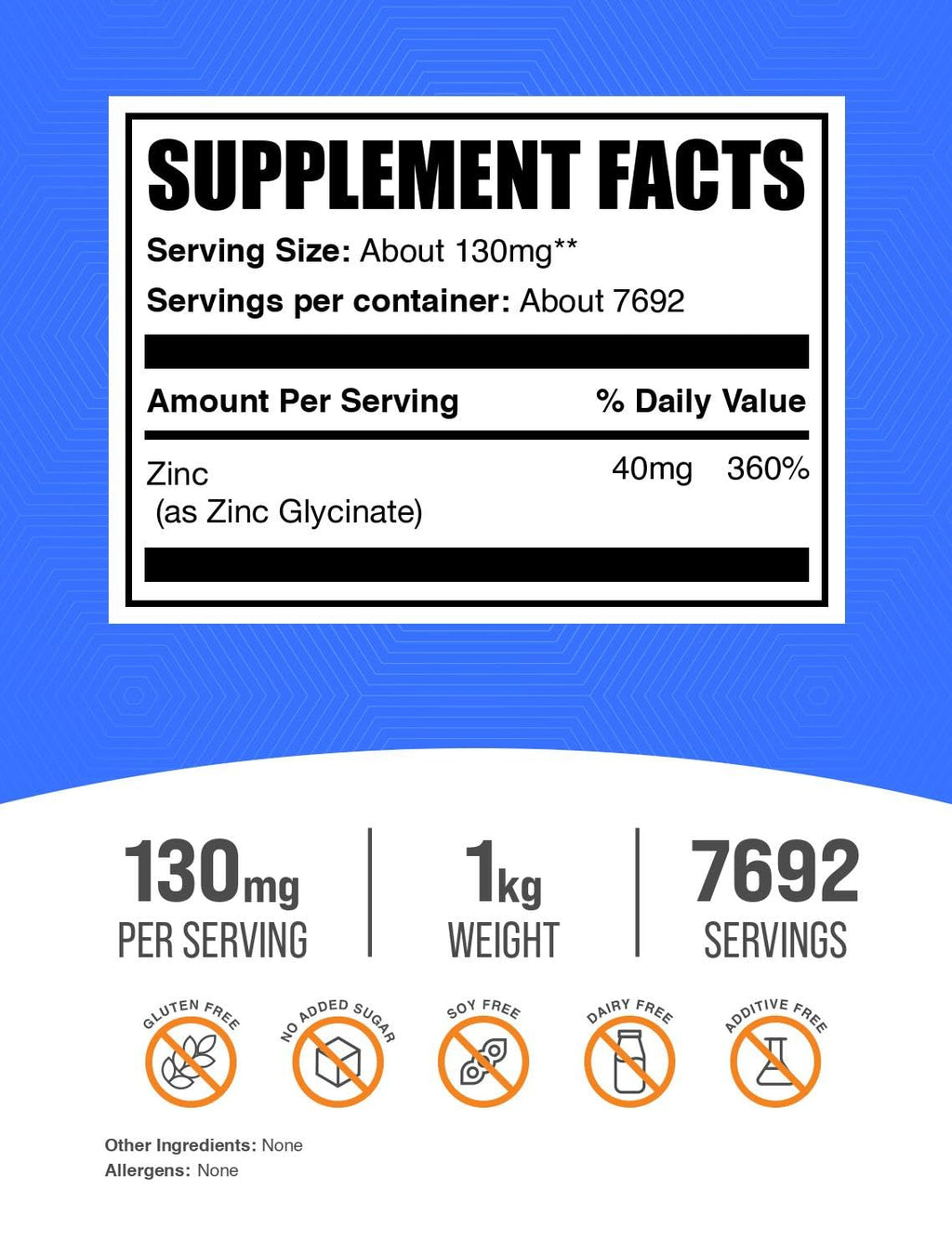 High potency zinc supplement powder