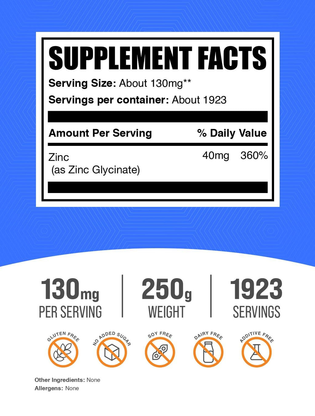 High potency zinc supplement powder