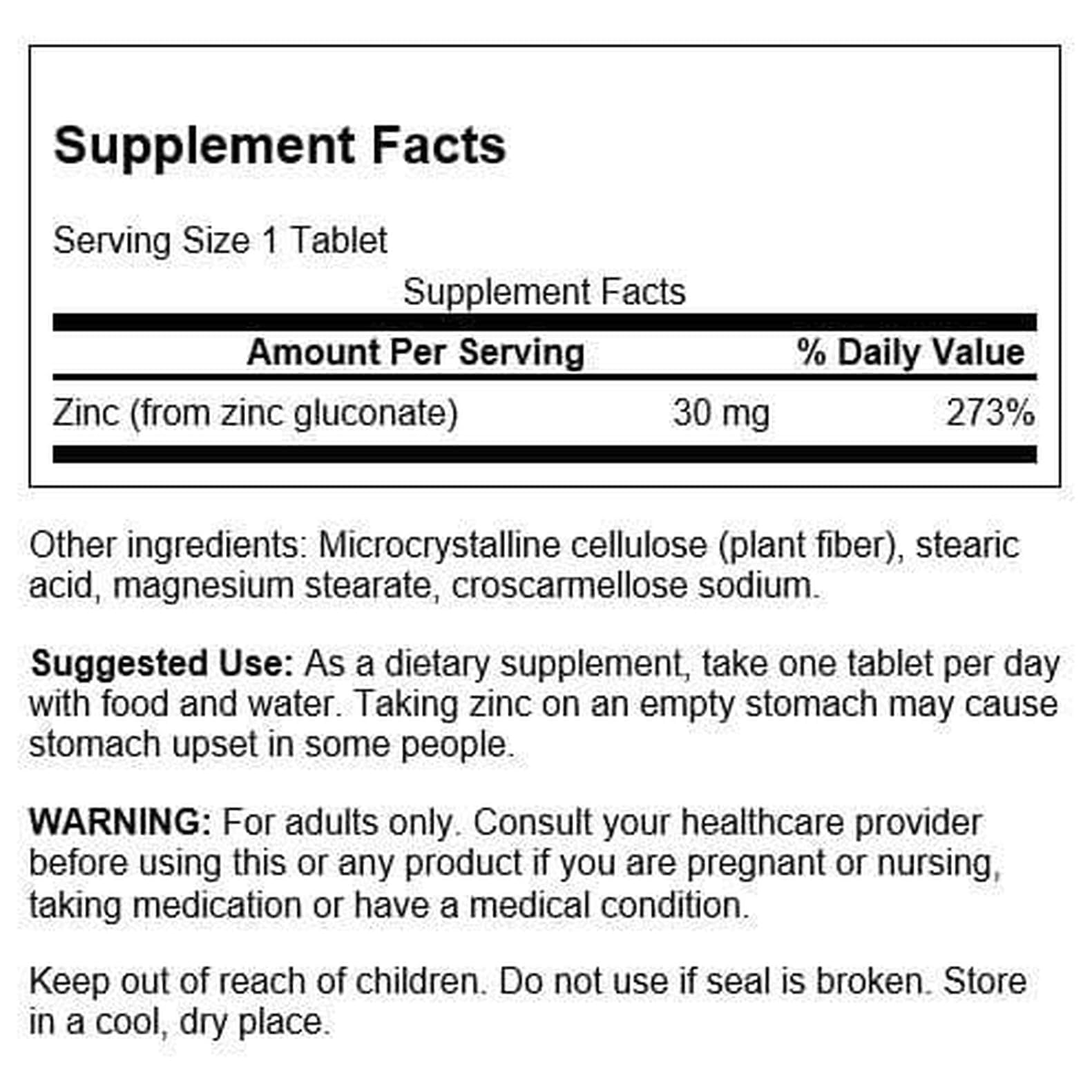 high potency zinc supplement tablets