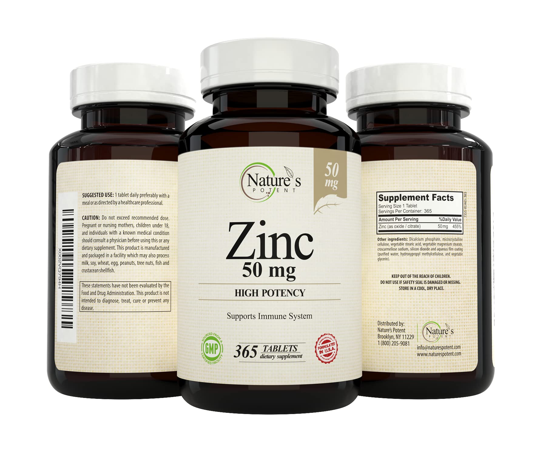 High potency zinc vitamin tablets