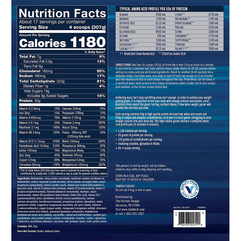 high protein BodyTech weight gainers vanilla