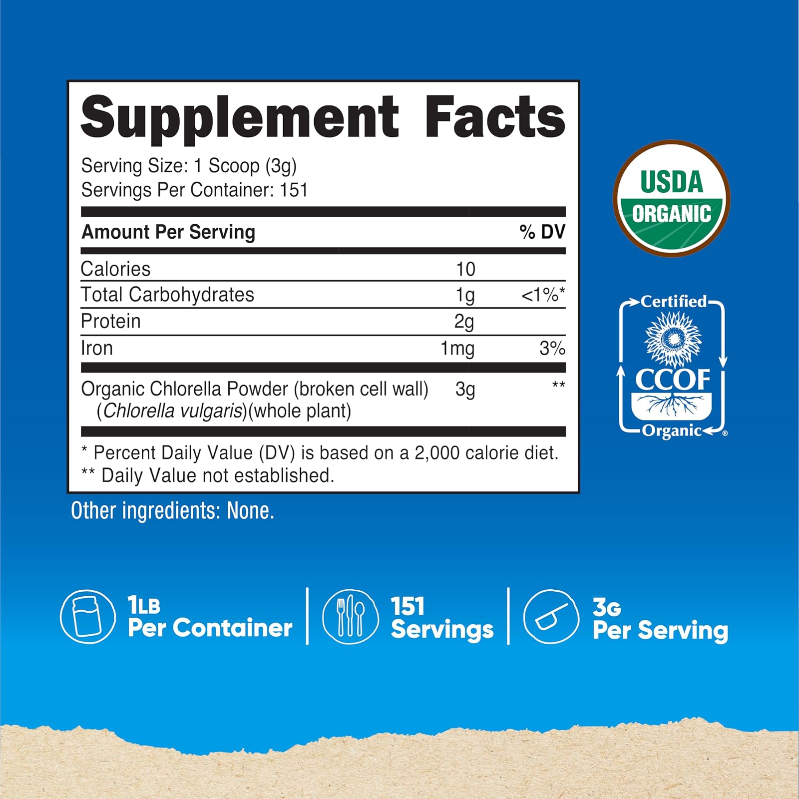 High protein chlorella superfood supplement