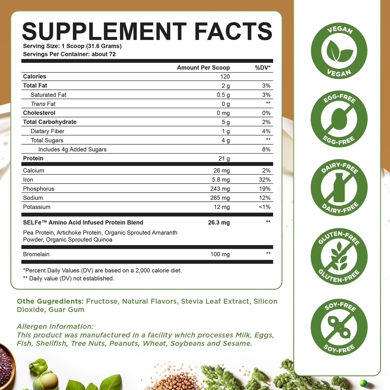 high protein content 21 g per serving