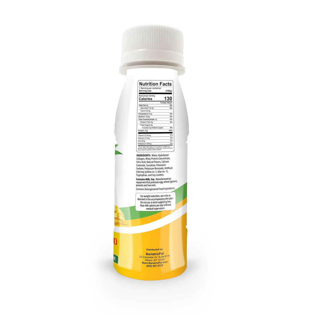high-protein peach mango beverage