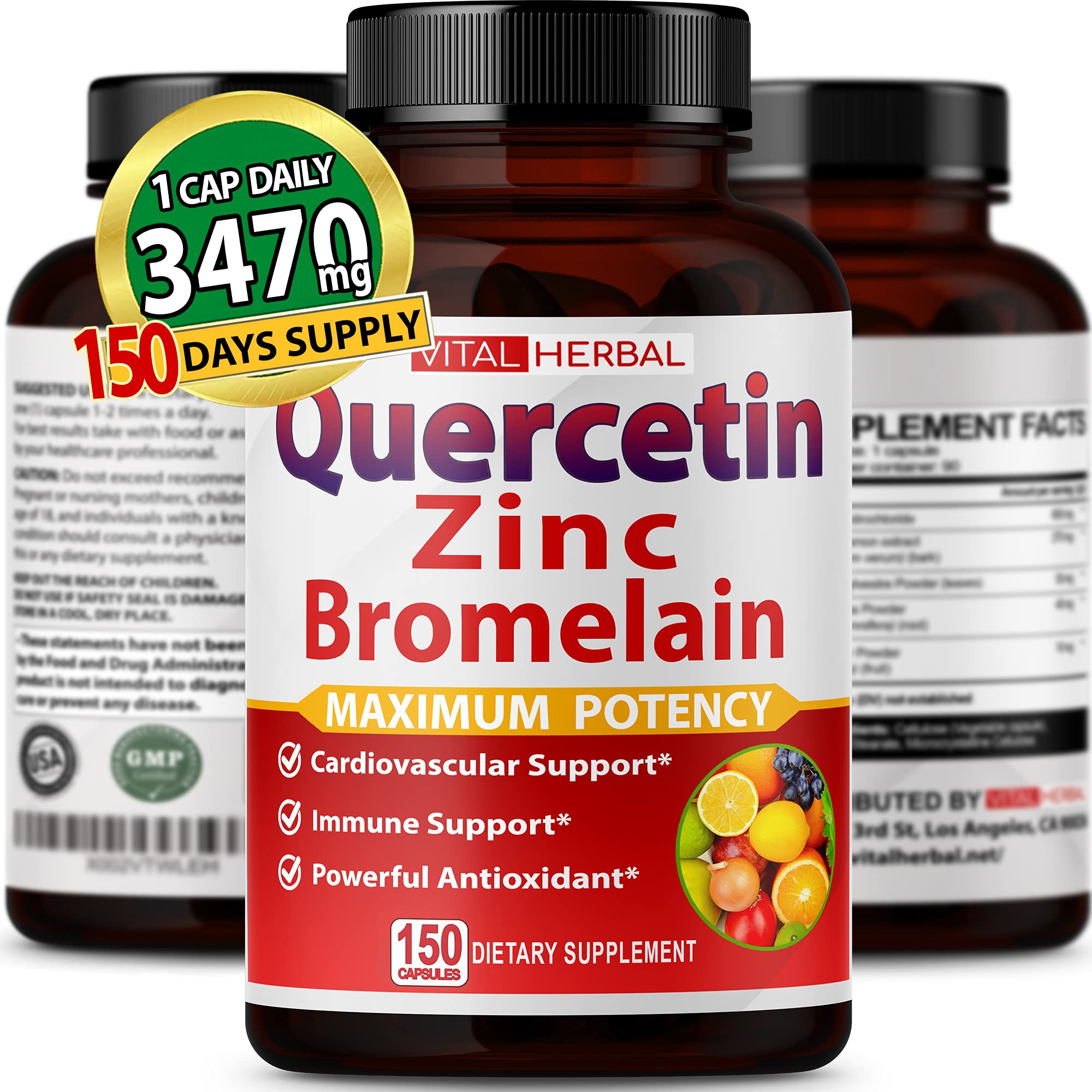 high purity quercetin bromelain capsules