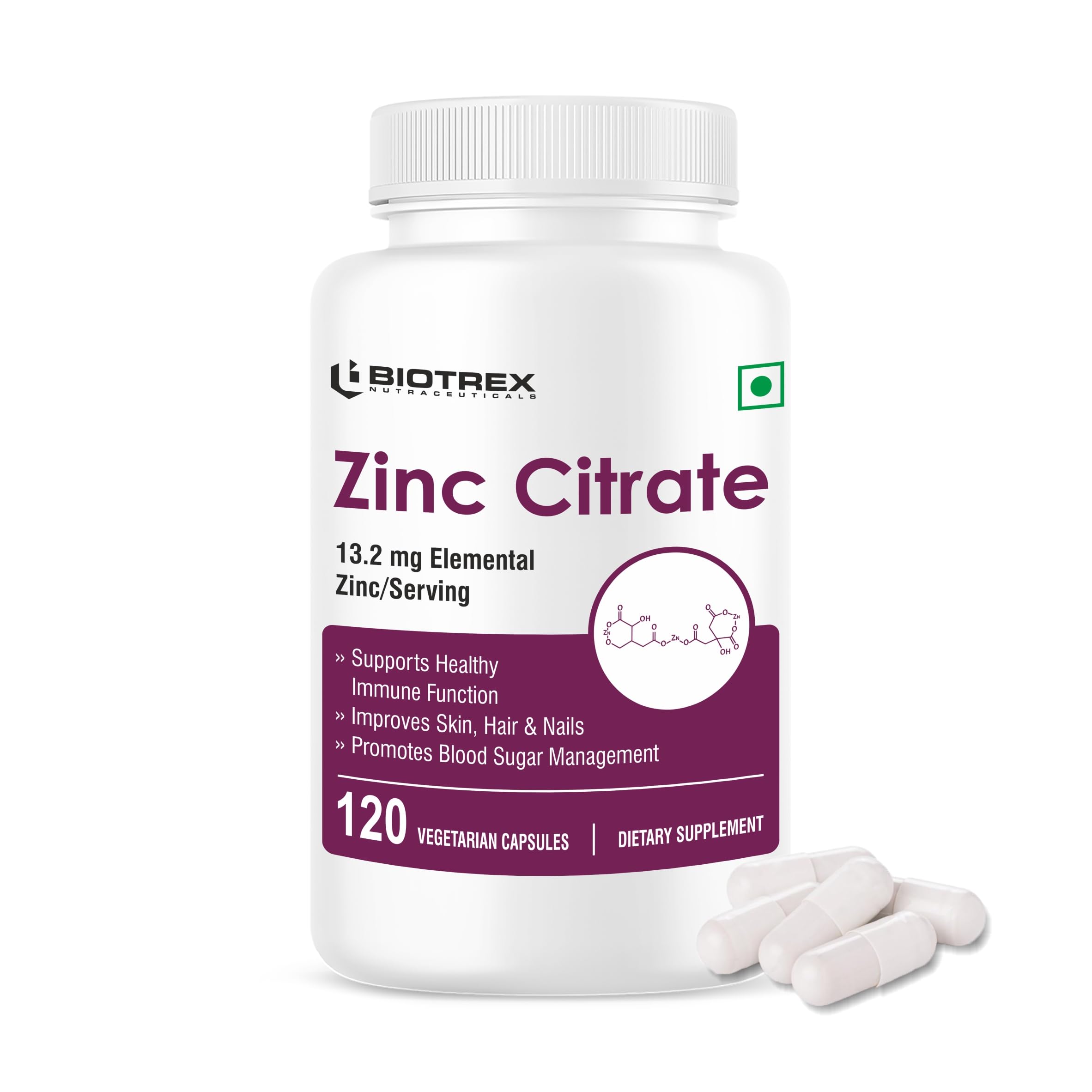 high purity zinc supplement capsules