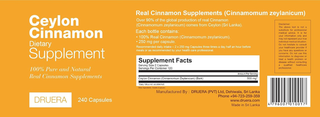 High-quality Ceylon cinnamon 250 mg