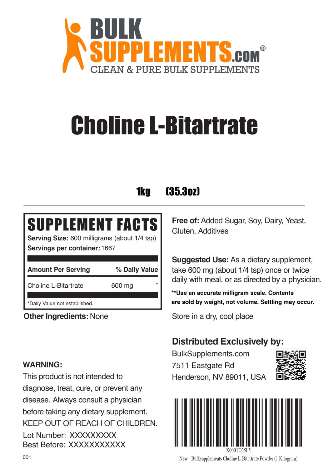 High-quality Choline Bitartrate supplement