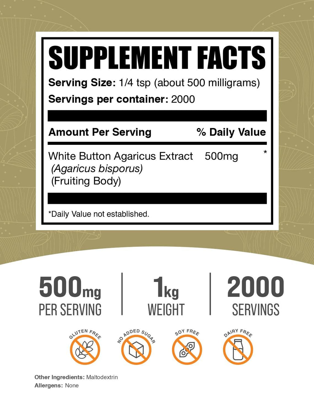 High-quality mushroom supplement powder