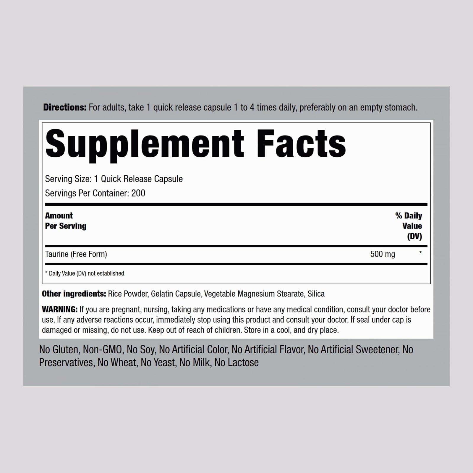 High-quality taurine supplement for energy