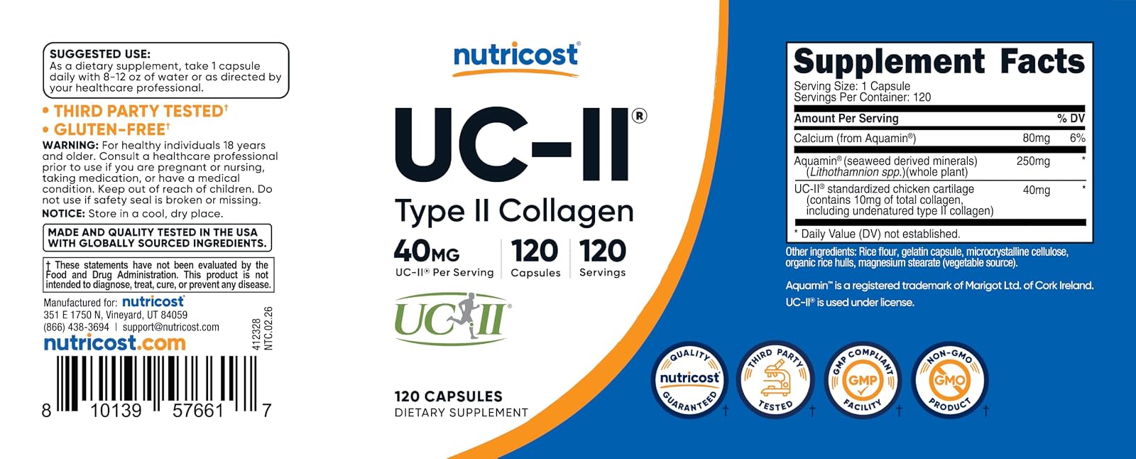 High-quality UC-II collagen by Nutricost