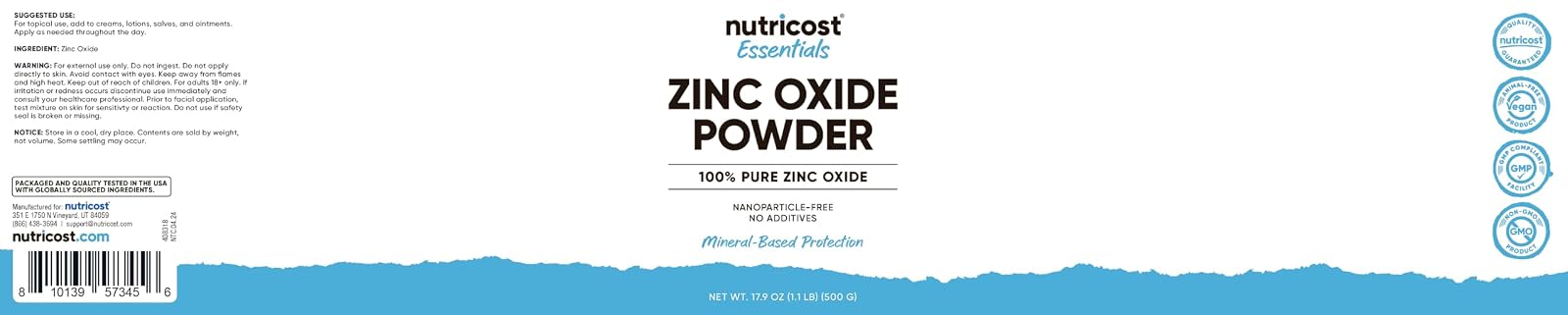 High-quality zinc oxide powder 500 grams