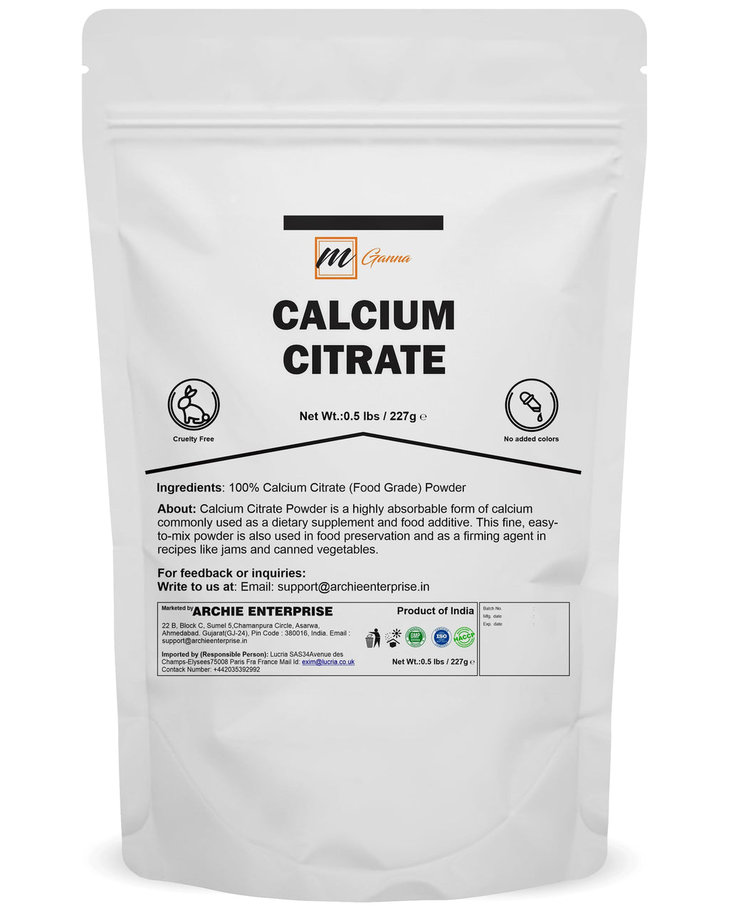 highly absorbable calcium citrate powder