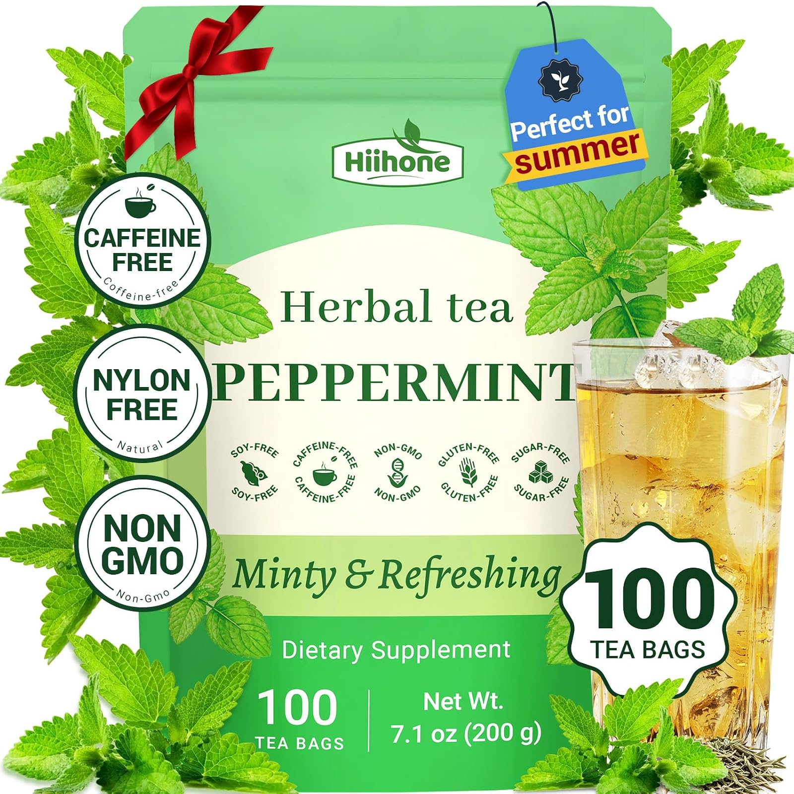HIIHONE peppermint tea bags 100 count