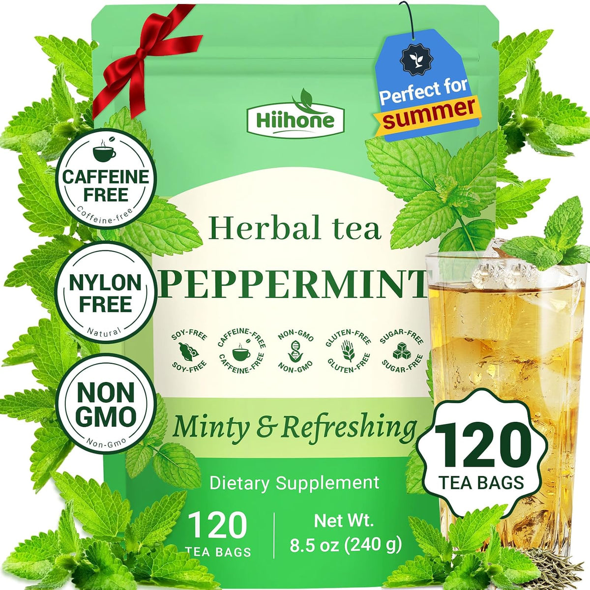 HIIHONE peppermint tea bags 120 count