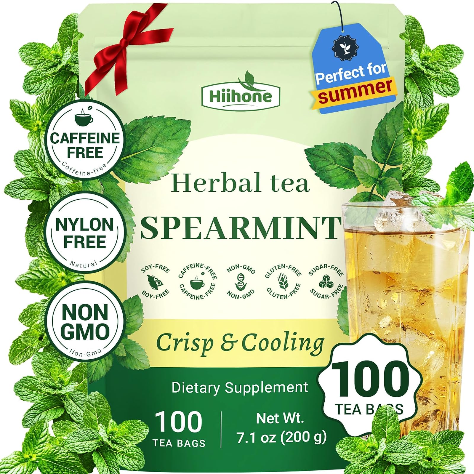 HIIHONE spearmint tea bags 100 count