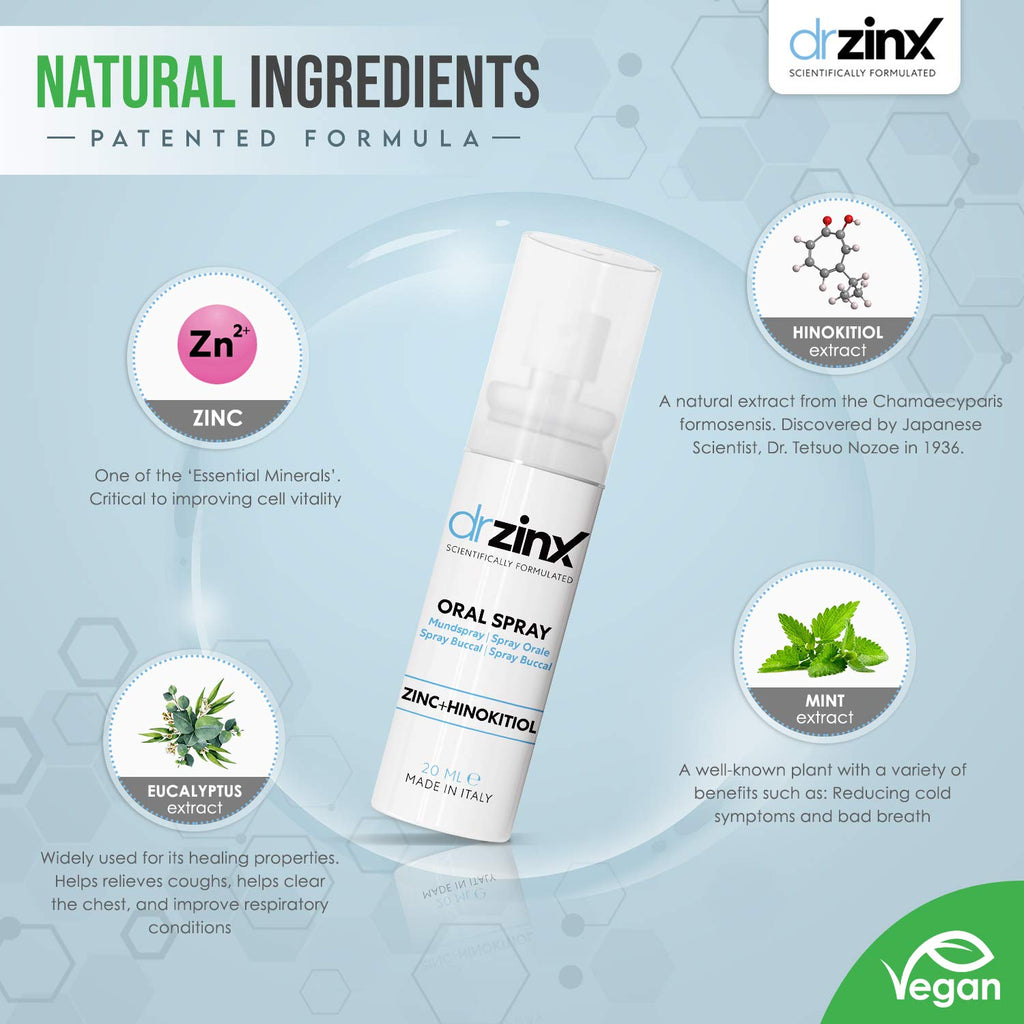 Hinokitiol infused oral spray