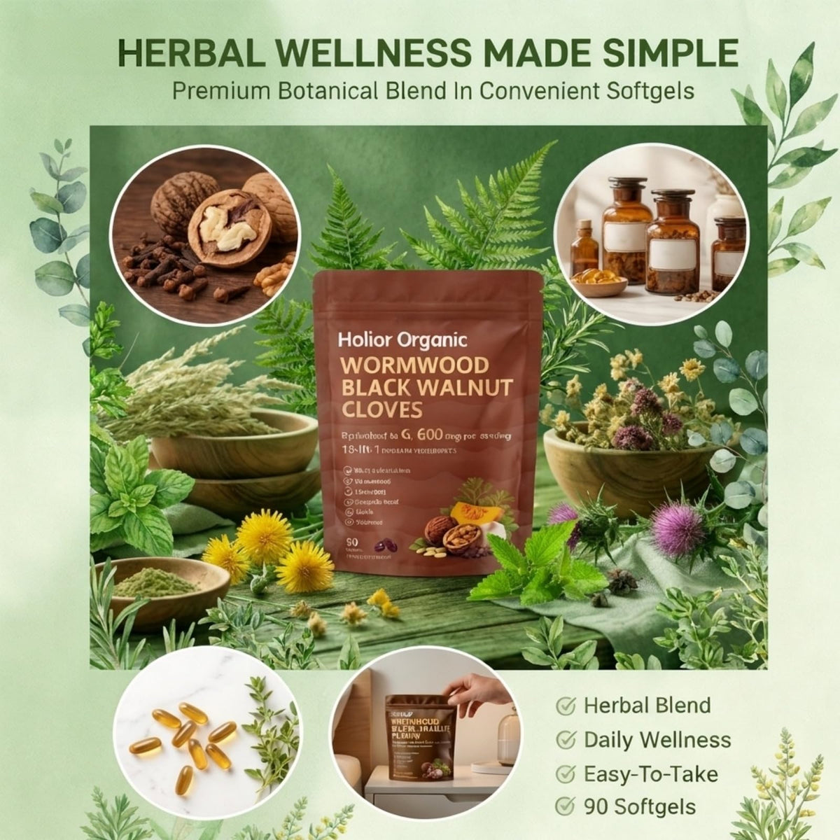 Holior Organic 240 softgels for health