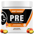 Honey Badger pre-workout peach mango flavour