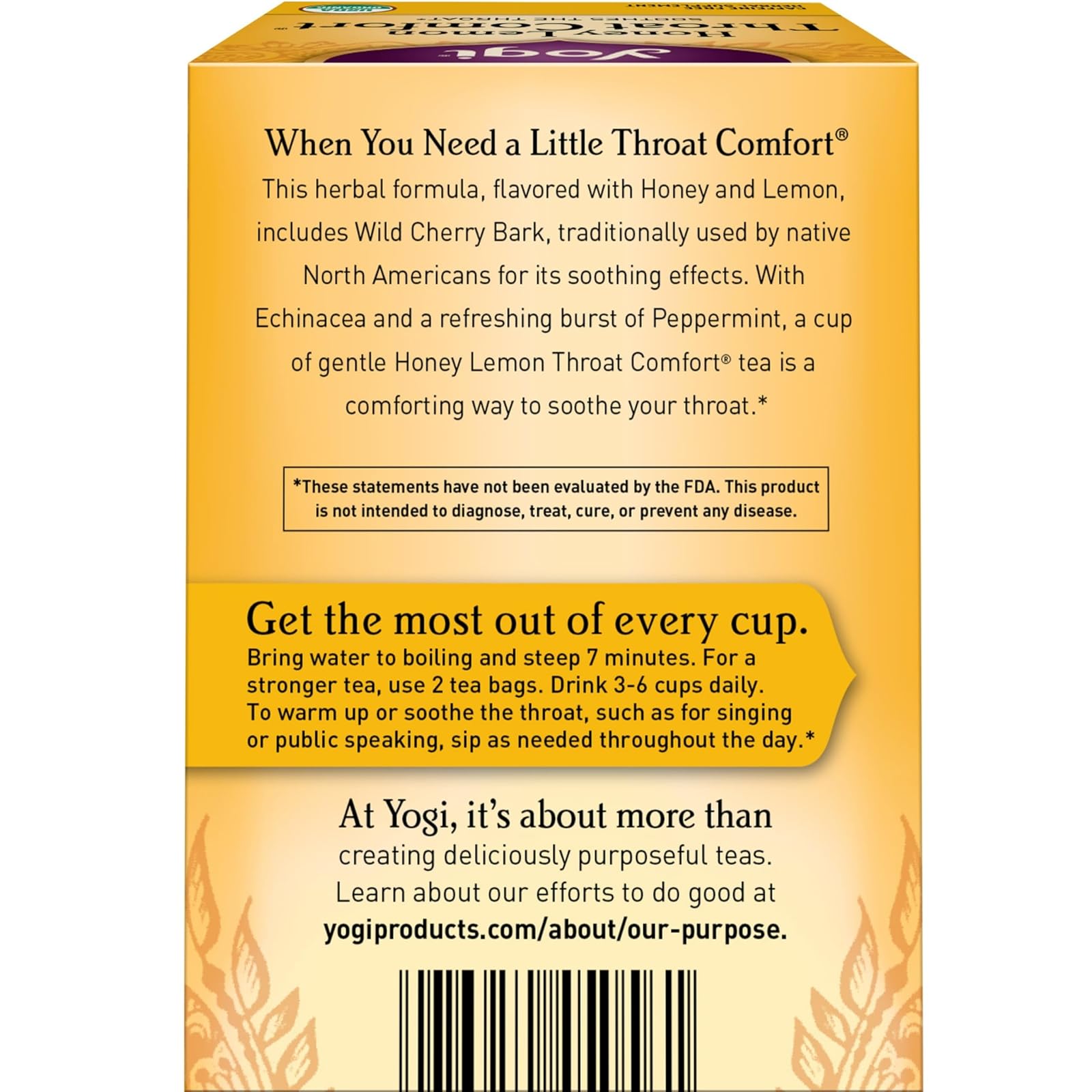 Honey lemon comfort tea bags