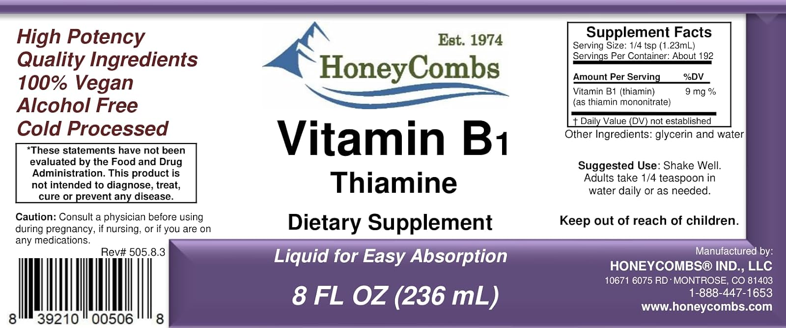HoneyCombs thiamine supplement