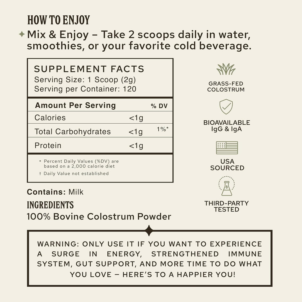 HONOR colostrum powder for optimal performance