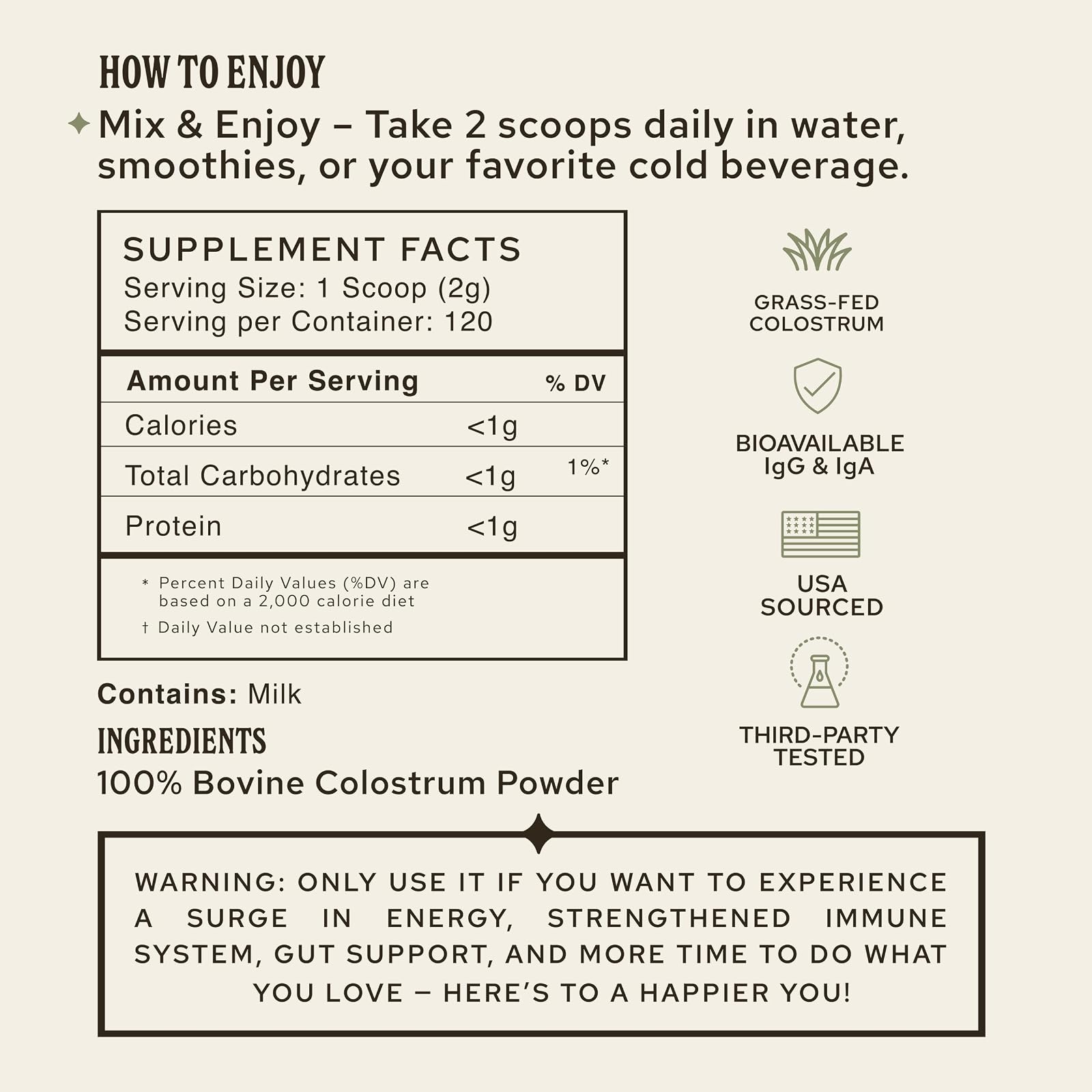 HONOR colostrum powder for optimal performance
