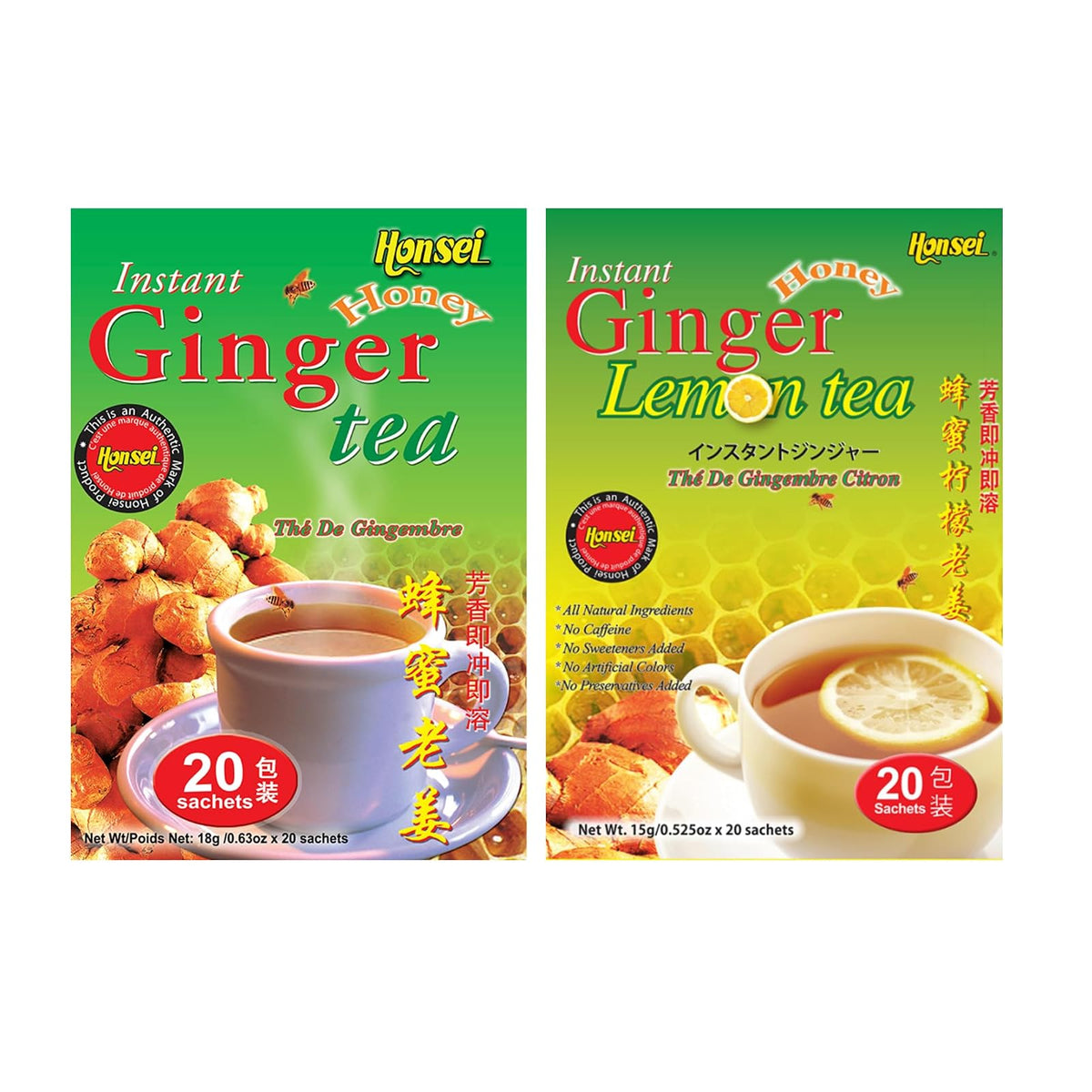 Honsei ginger honey lemon tea sachets