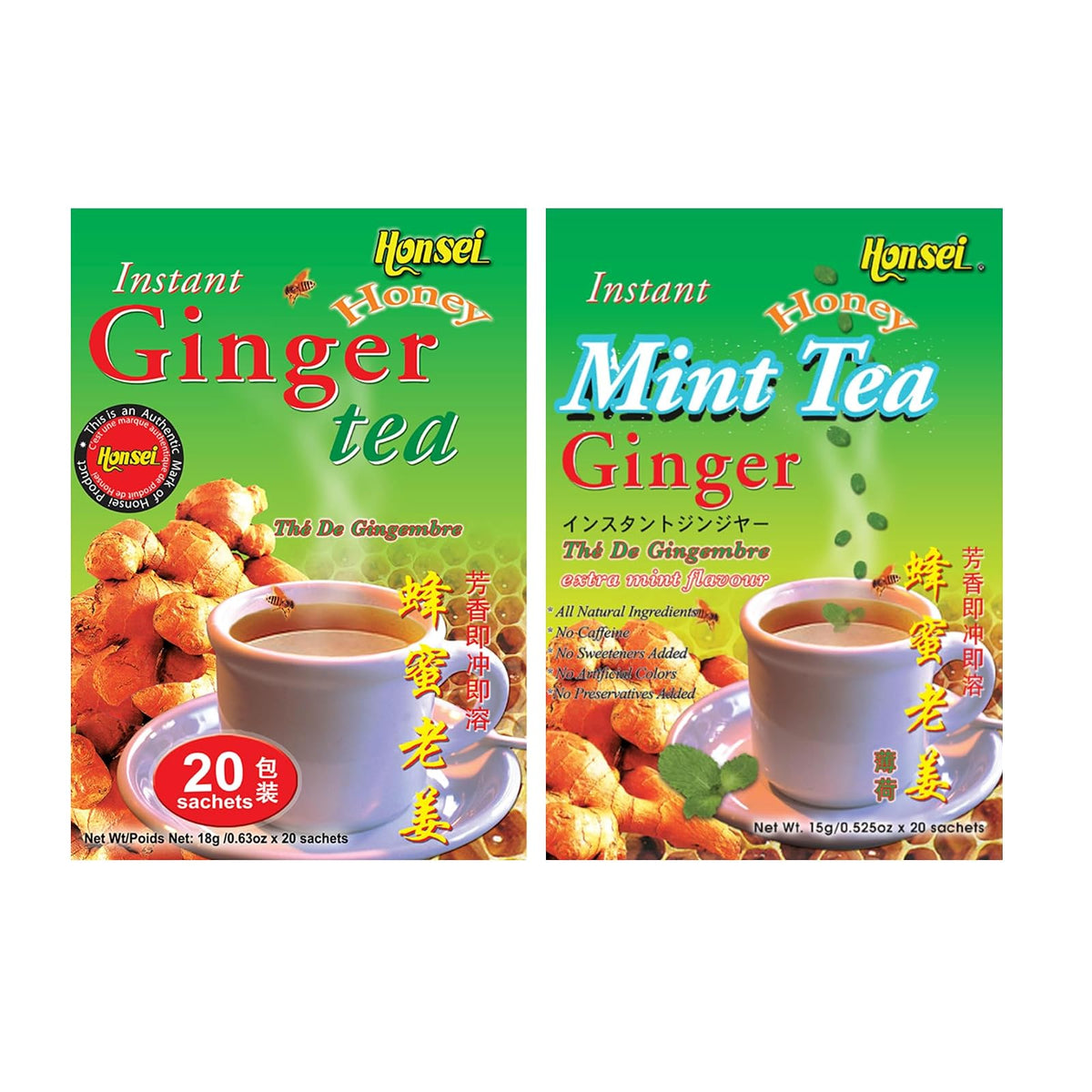 Honsei ginger honey tea sachets