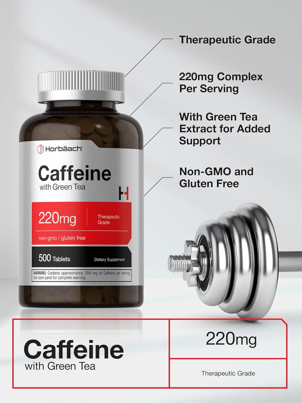 Horbäach caffeine 220 mg for workouts