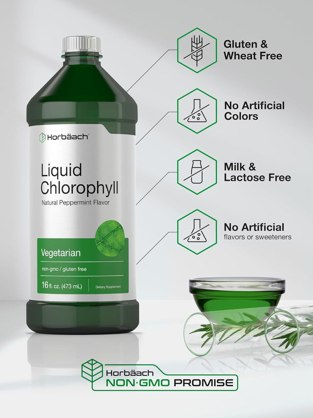 Horbäach chlorophyll drops in 32 oz