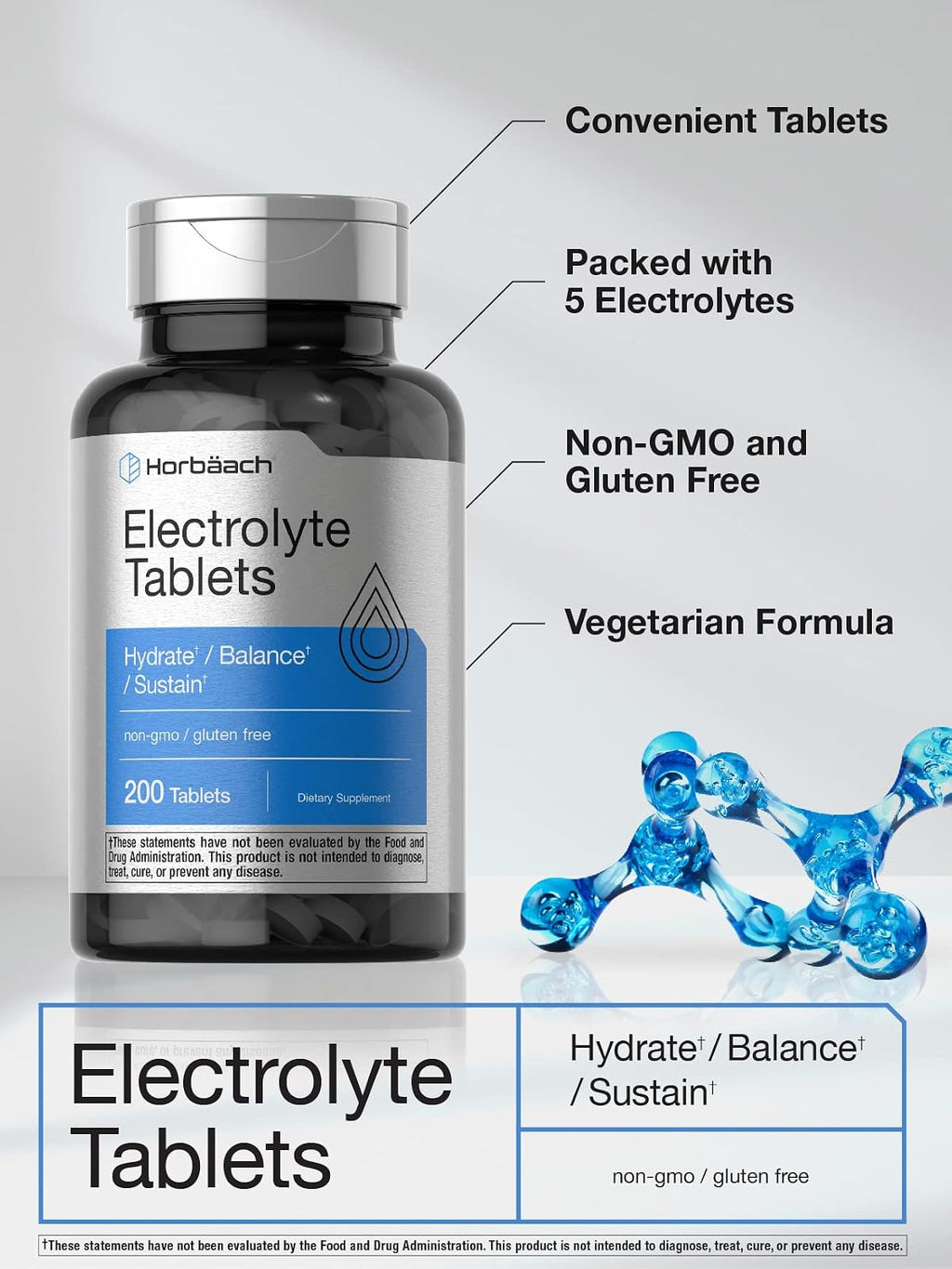 Horbäach electrolyte tablets 200 count