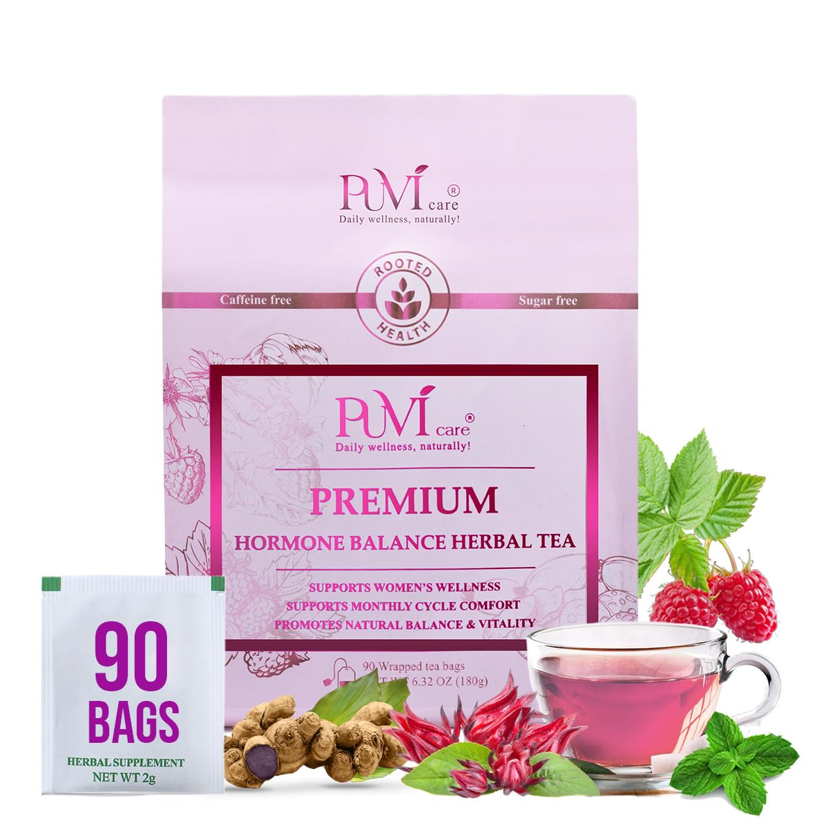 Hormone balance herbal tea bags