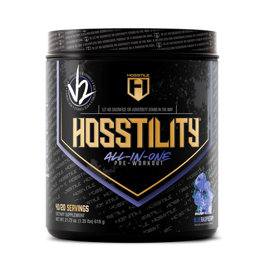 HOSSTILE pre-workout powder blue raspberry
